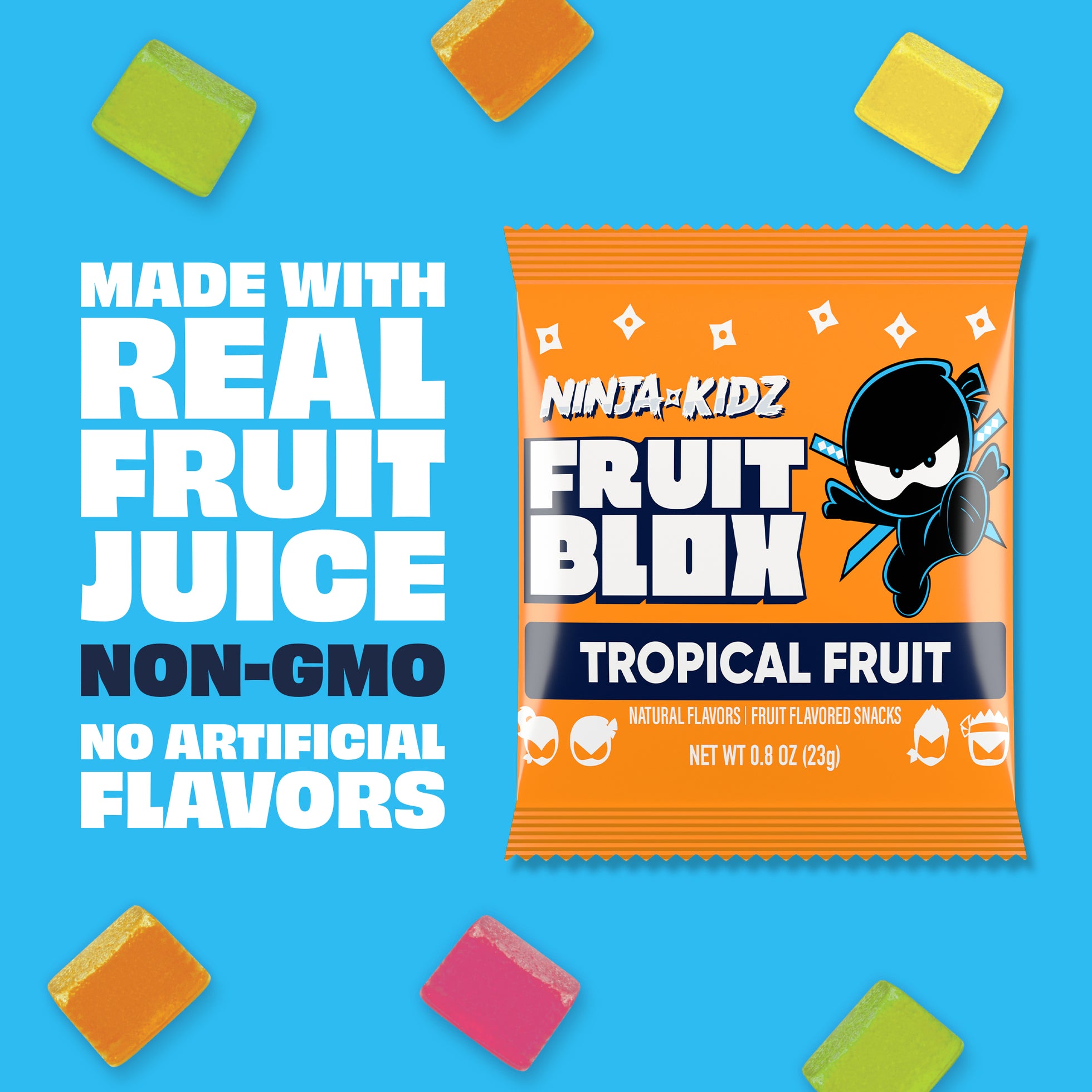 FruitBlox Ninja Kidz Tropical Fruit Snacks, 132 Count