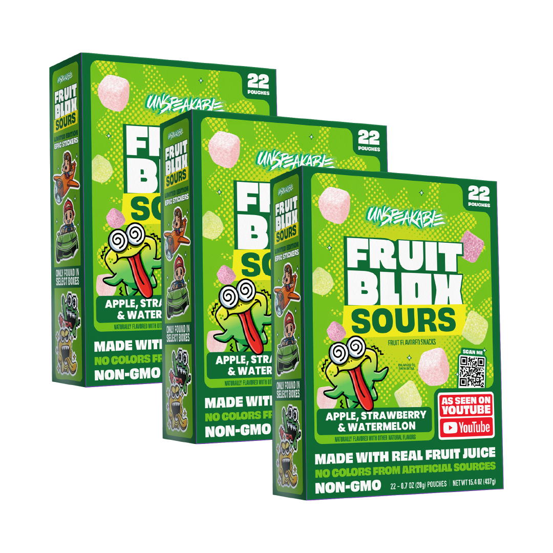 FruitBlox Sours Unspeakable Apple Strawberry Watermelon Fruit Snacks,
