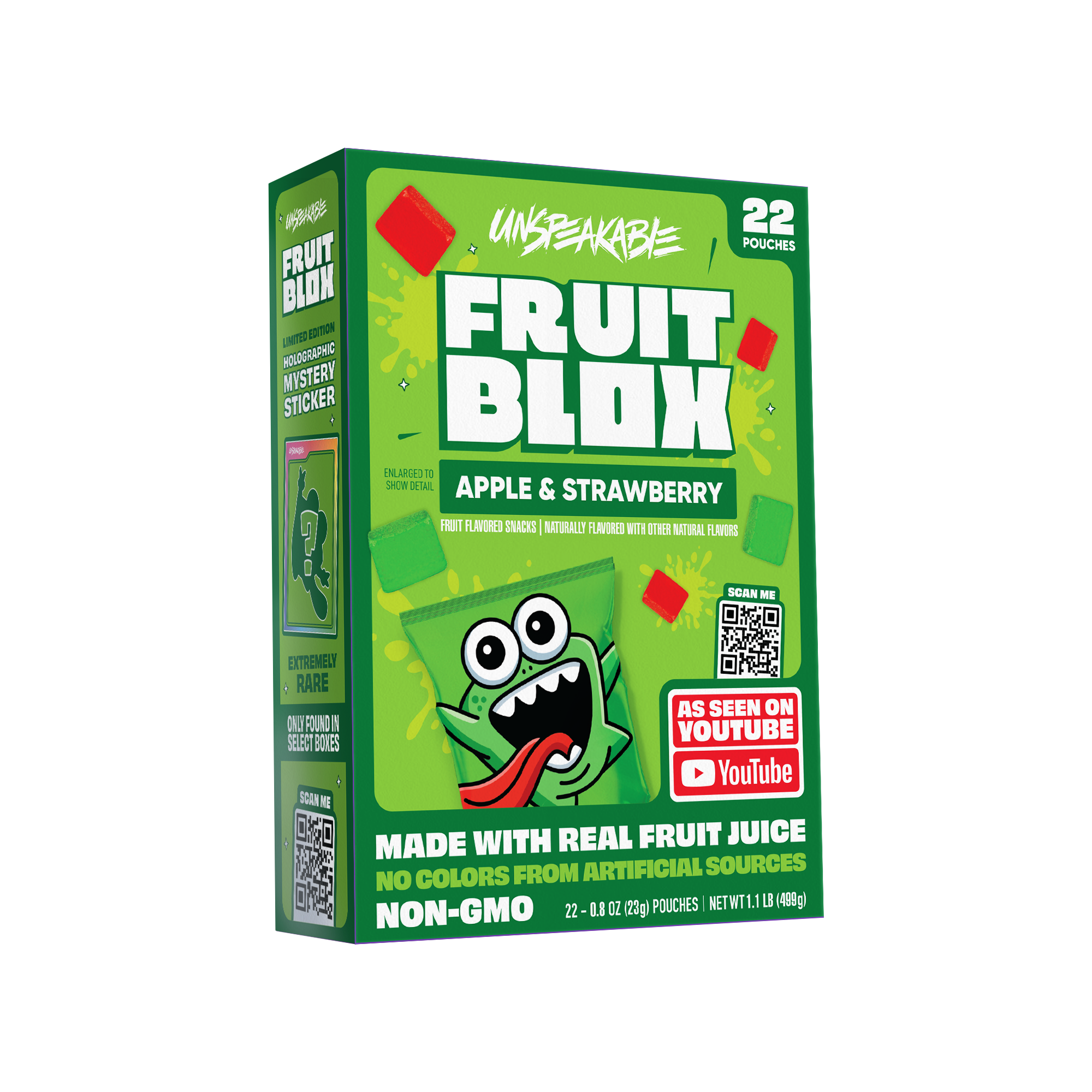 FruitBlox Unspeakable Apple Strawberry Fruit Snacks, 22 Count