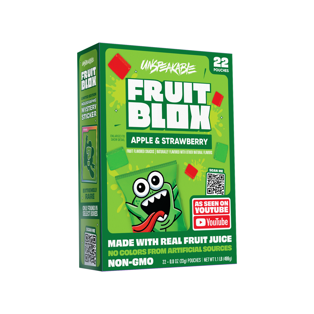 FruitBlox Unspeakable Apple Strawberry Fruit Snacks, 22 Count