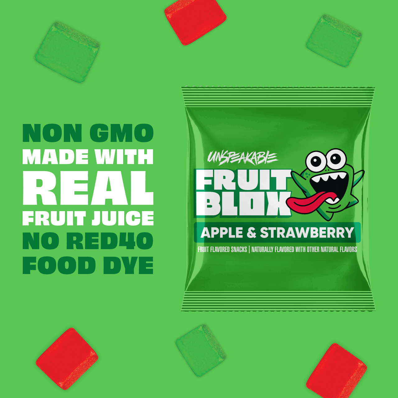 FruitBlox Unspeakable Apple Strawberry Fruit Snacks, 22 Count