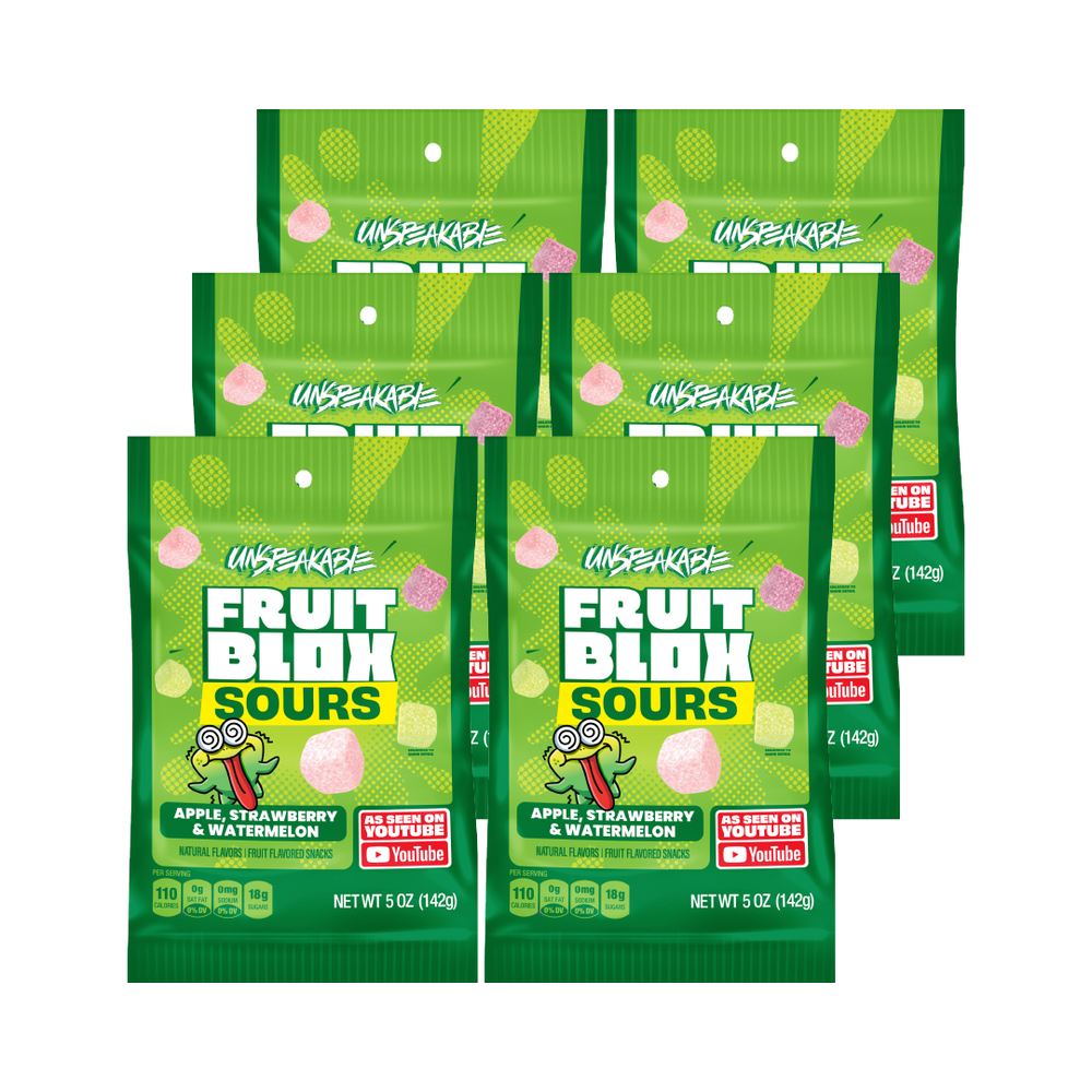 FruitBlox Sour Unspeakable Apple Strawberry Watermelon, 6 x 5oz Bags