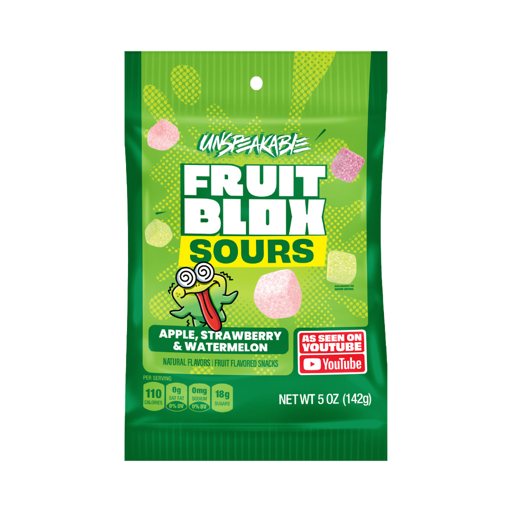 FruitBlox Sour Unspeakable Apple Strawberry Watermelon, 5oz Bag